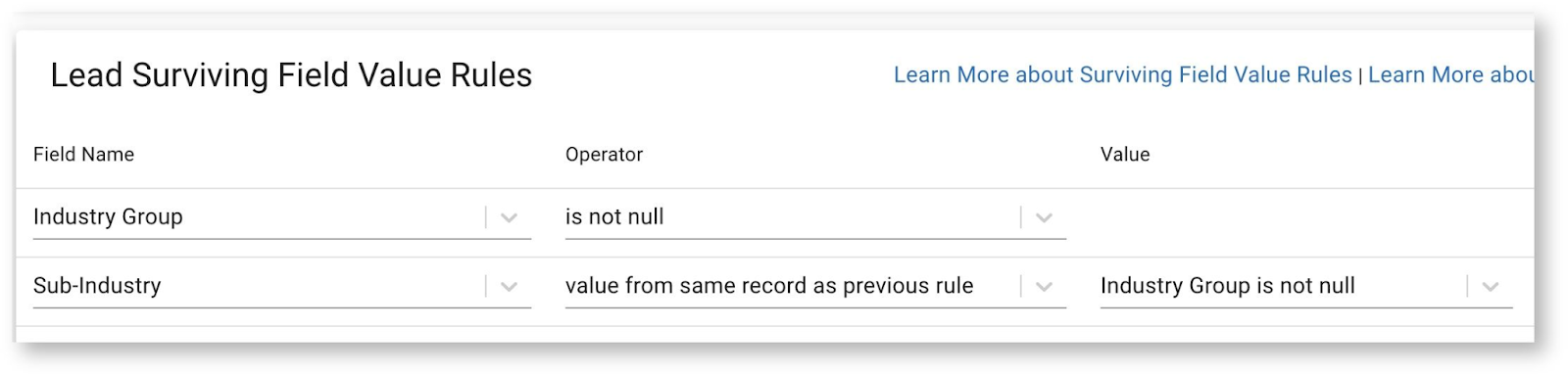 Overview of Salesforce Surviving Field Values Rules