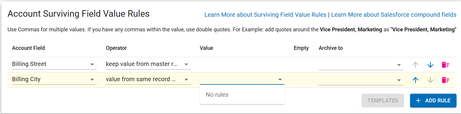 Overview of Salesforce Surviving Field Values Rules