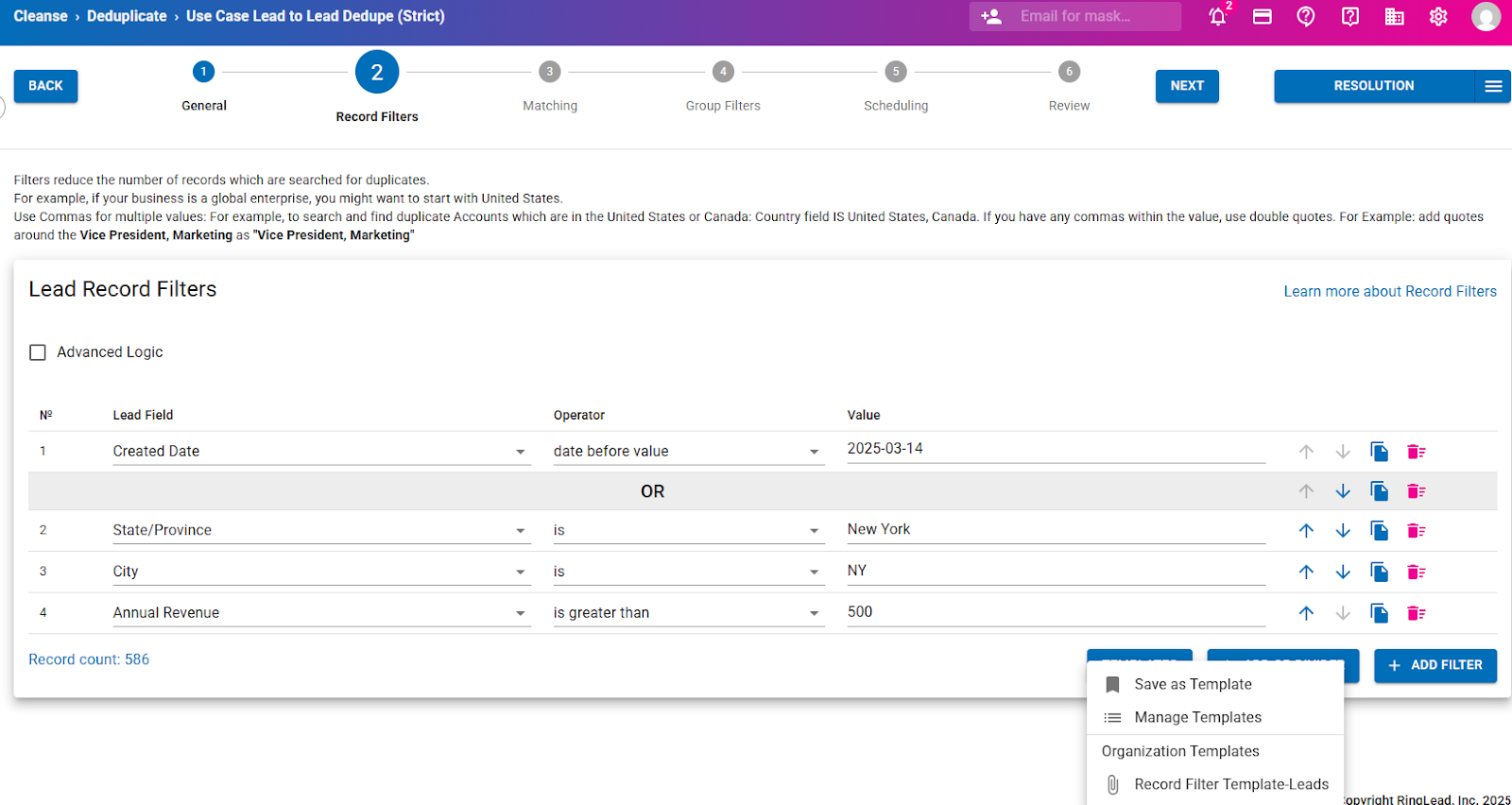 How to use Record Filters in RingLead
