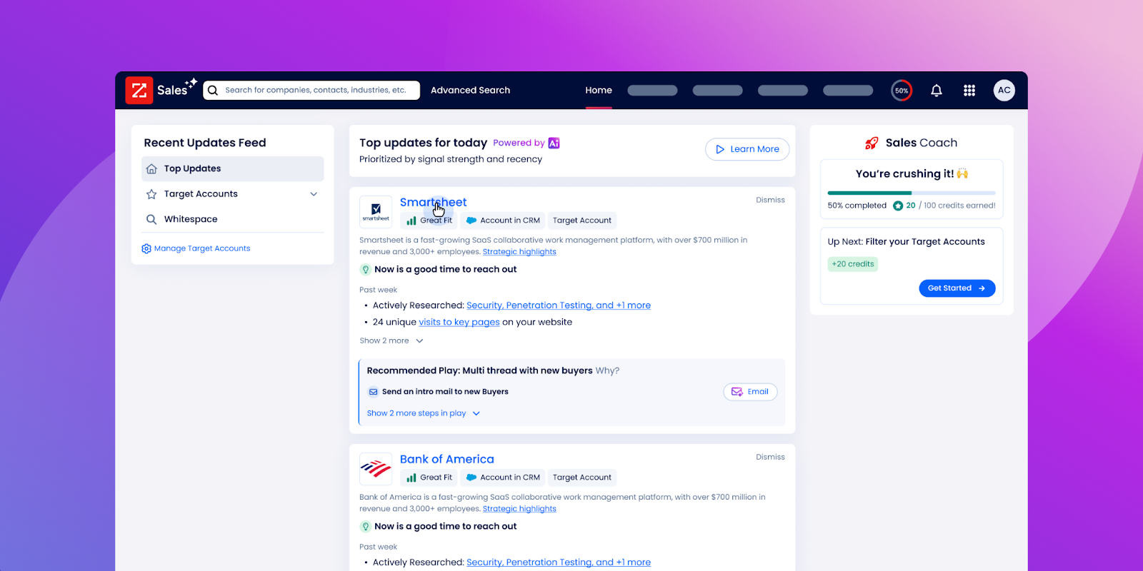 Get Started with ZoomInfo Copilot on the Homepage