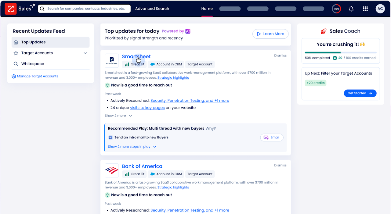 Get Started with ZoomInfo Copilot on the Homepage