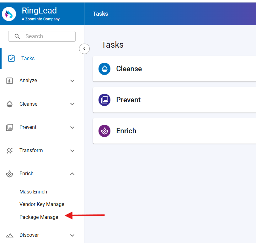 Overview of Package Manage in RingLead