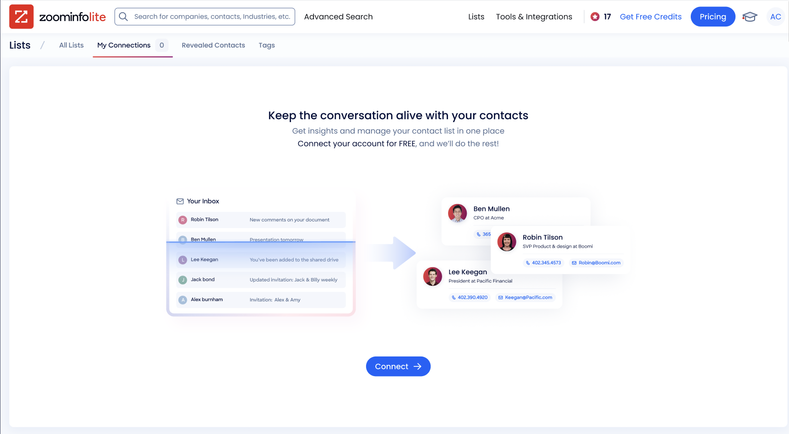 How to Use My Connections in ZoomInfo Lite